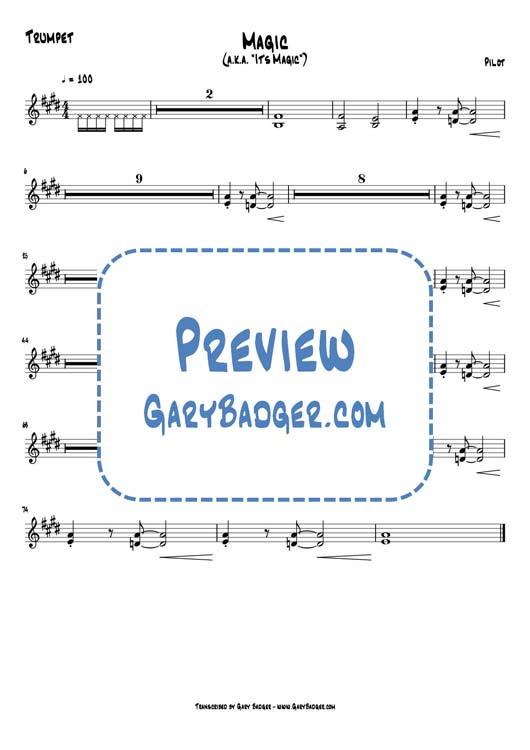 Pilot – Magic (a.k.a. “It’s Magic”) | Gary Badger's Trumpet Transcriptions