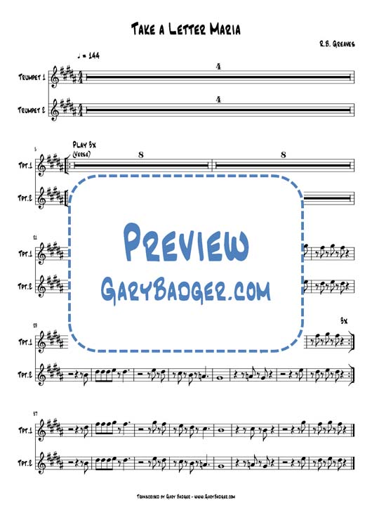 R.B. Greaves – Take a Letter Maria | Gary Badger's Trumpet Transcriptions