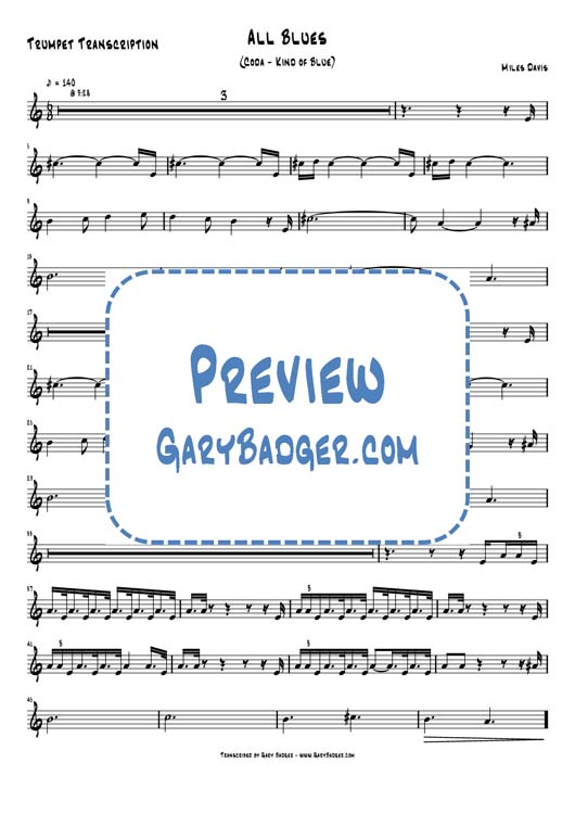 Miles Davis – All Blues (Coda) | Gary Badger's Trumpet Transcriptions