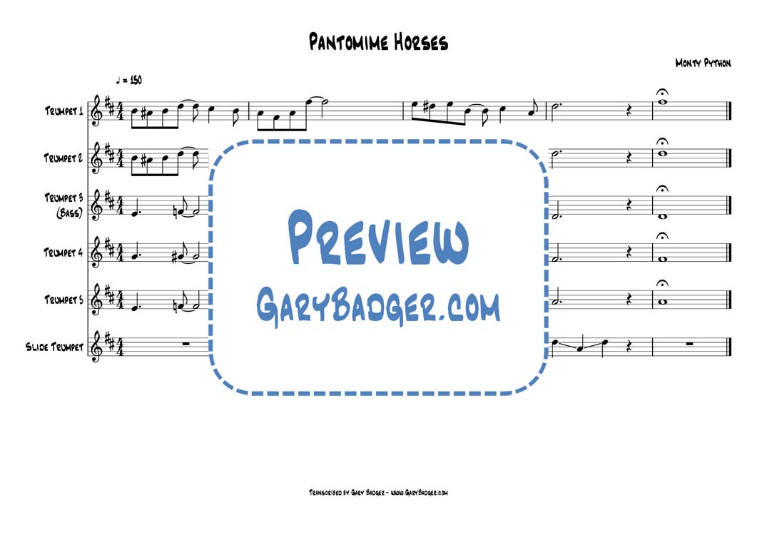 Monty Python – Pantomime Horses | Gary Badger's Trumpet Transcriptions