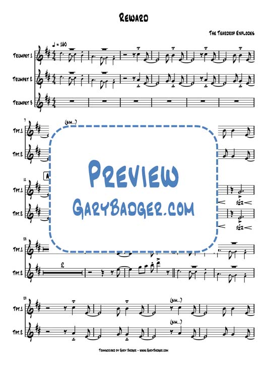 The Teardrop Explodes – Reward | Gary Badger's Trumpet Transcriptions