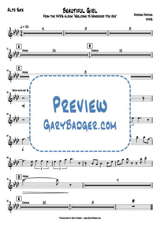 INXS – Beautiful Girl | Gary Badger's Trumpet Transcriptions