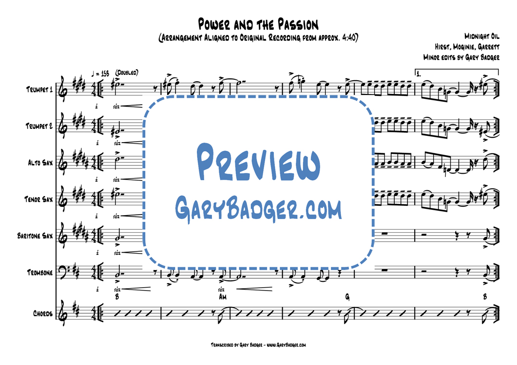 Midnight Oil – Power and the Passion | Gary Badger's Trumpet Transcriptions